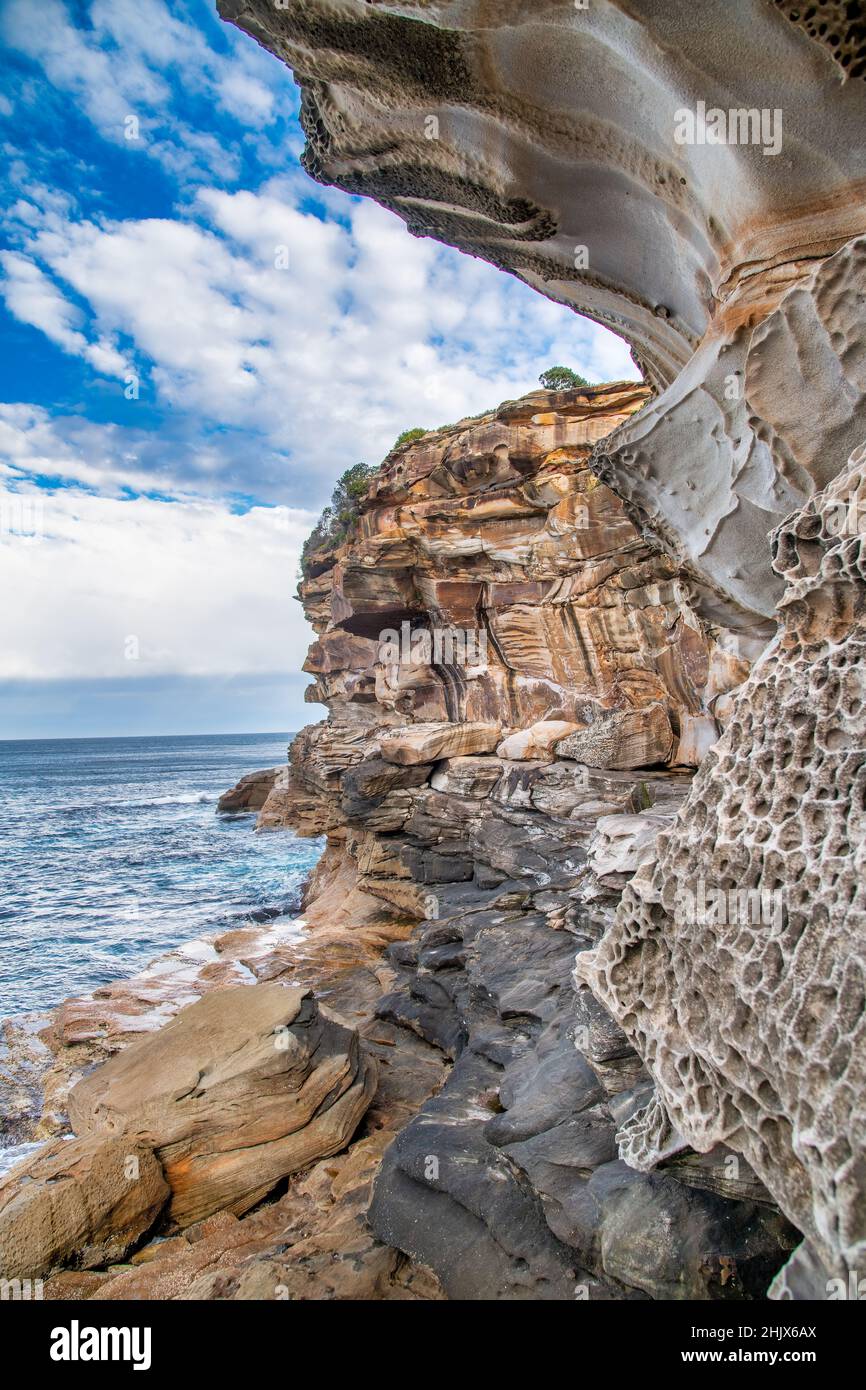 Beautiful coastline and rocks of Bondi Beach, Australia Stock Photo - Alamy