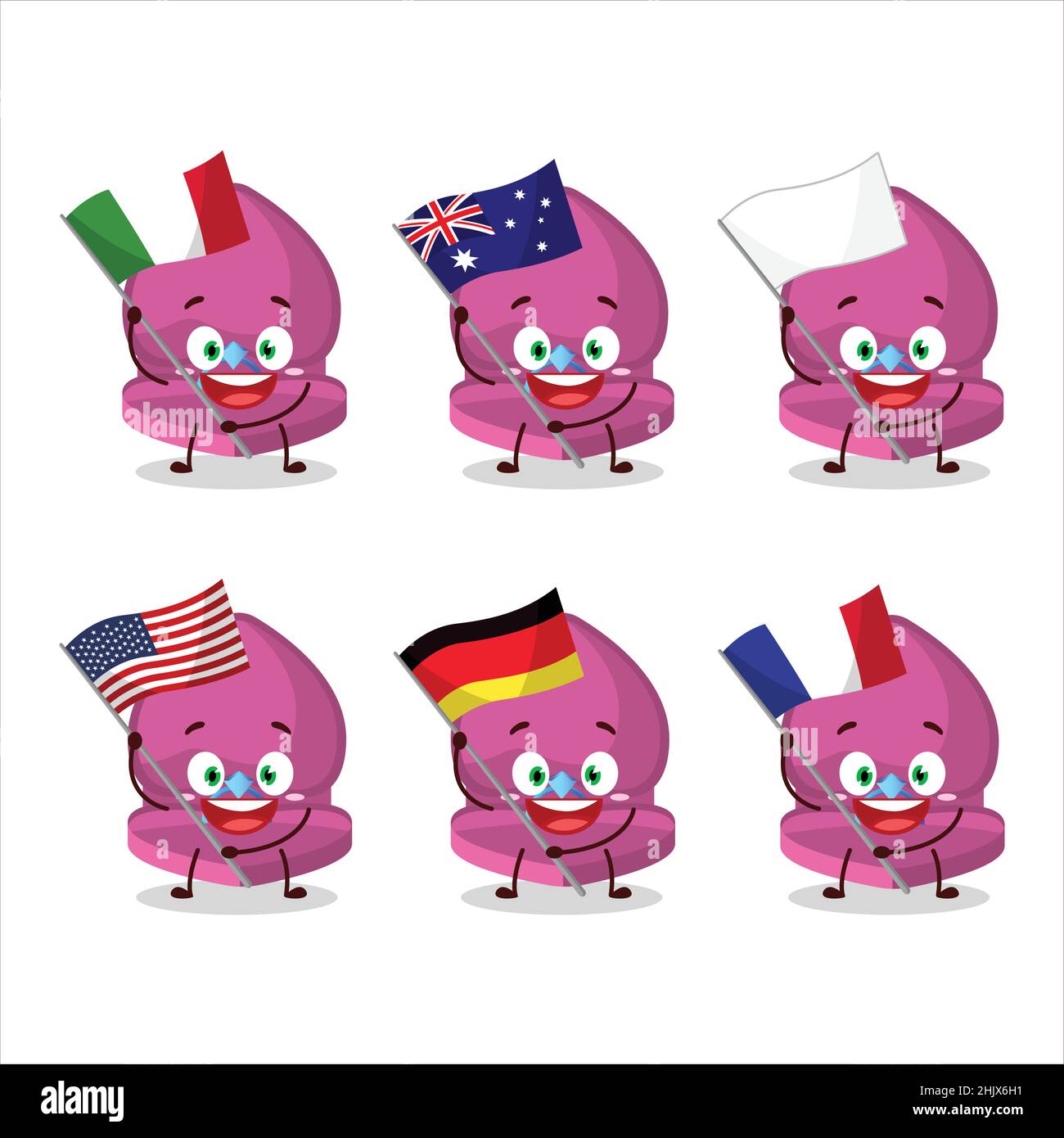 Pink love ring box cartoon character bring the flags of various ...