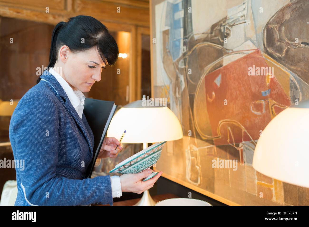 portrait of a visitor in the gallery Stock Photo - Alamy