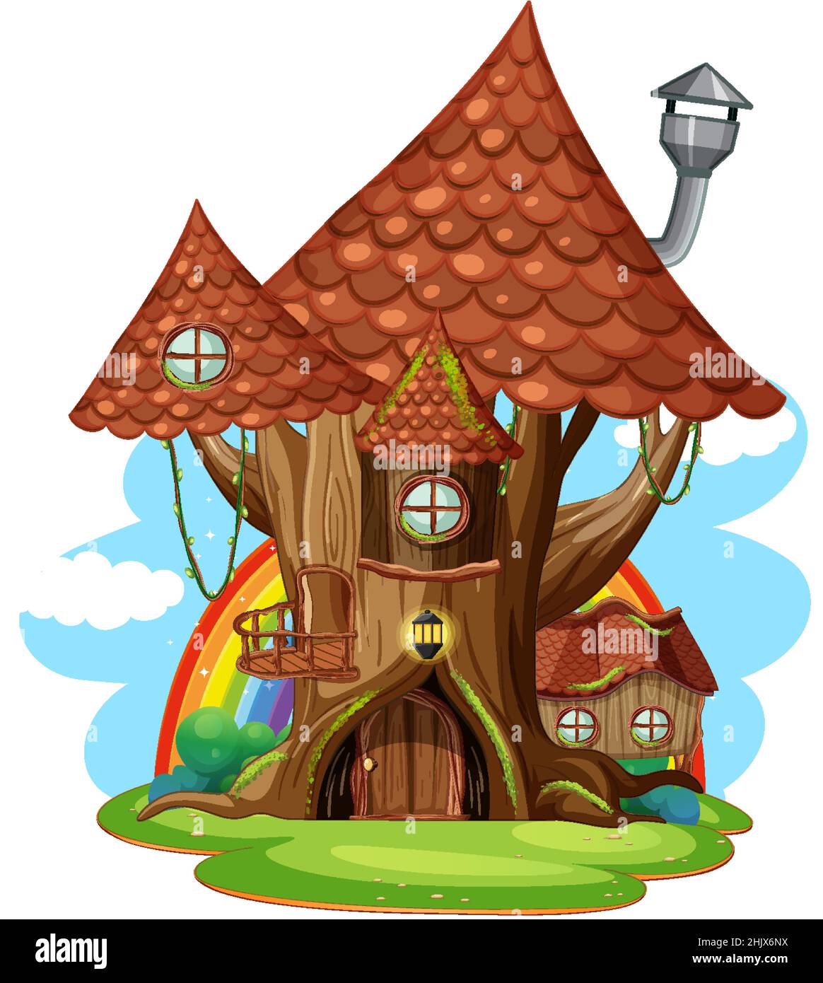 Isolated tree house inside tree trunk illustration Stock Vector Image ...