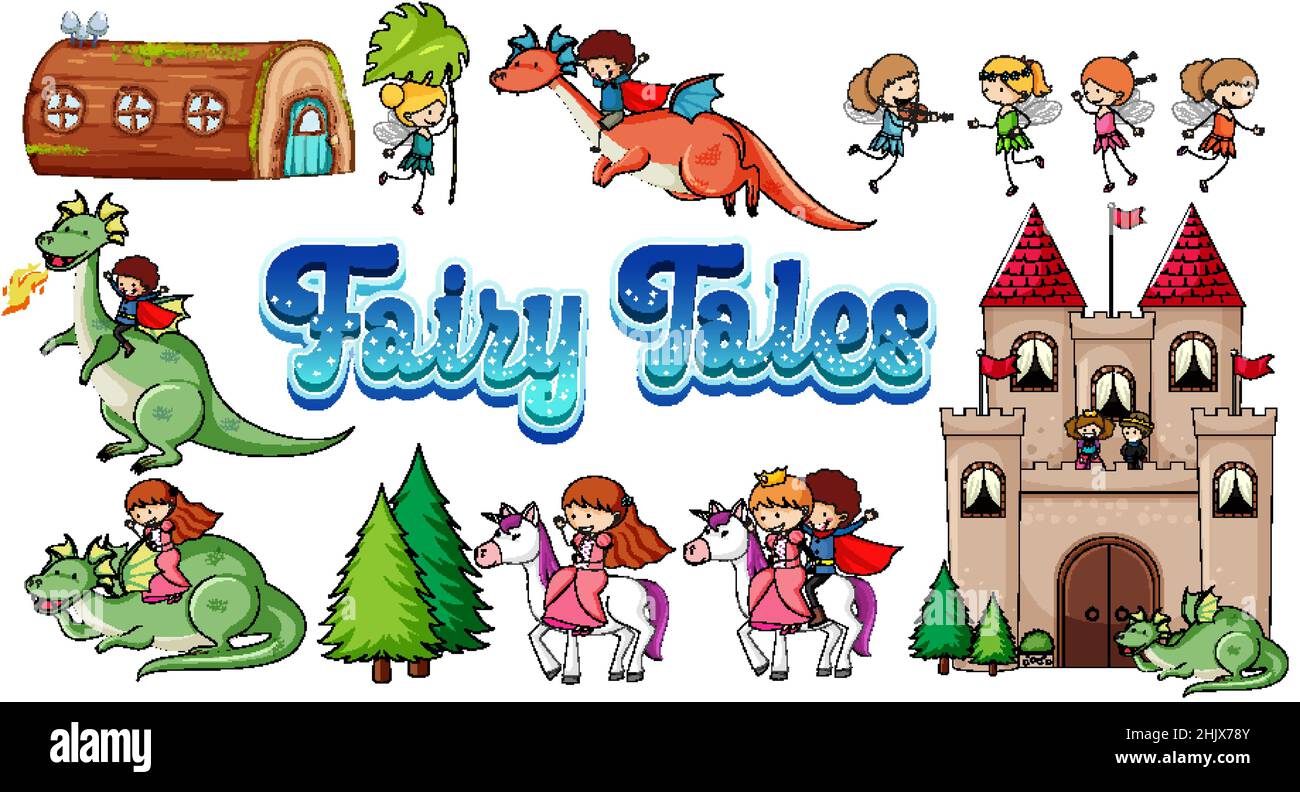 Set of fairy tale cartoon characters illustration Stock Vector Image ...