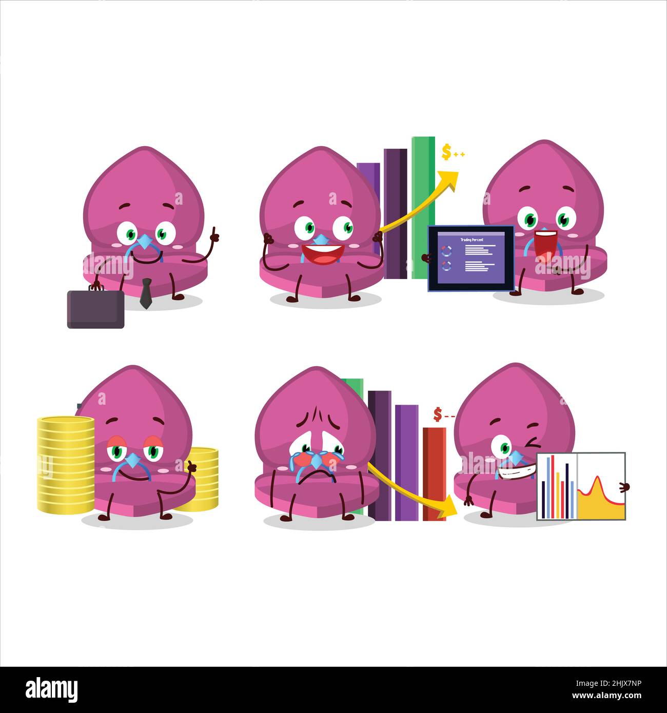 Pink love ring box character designs as a trader investment mascot ...