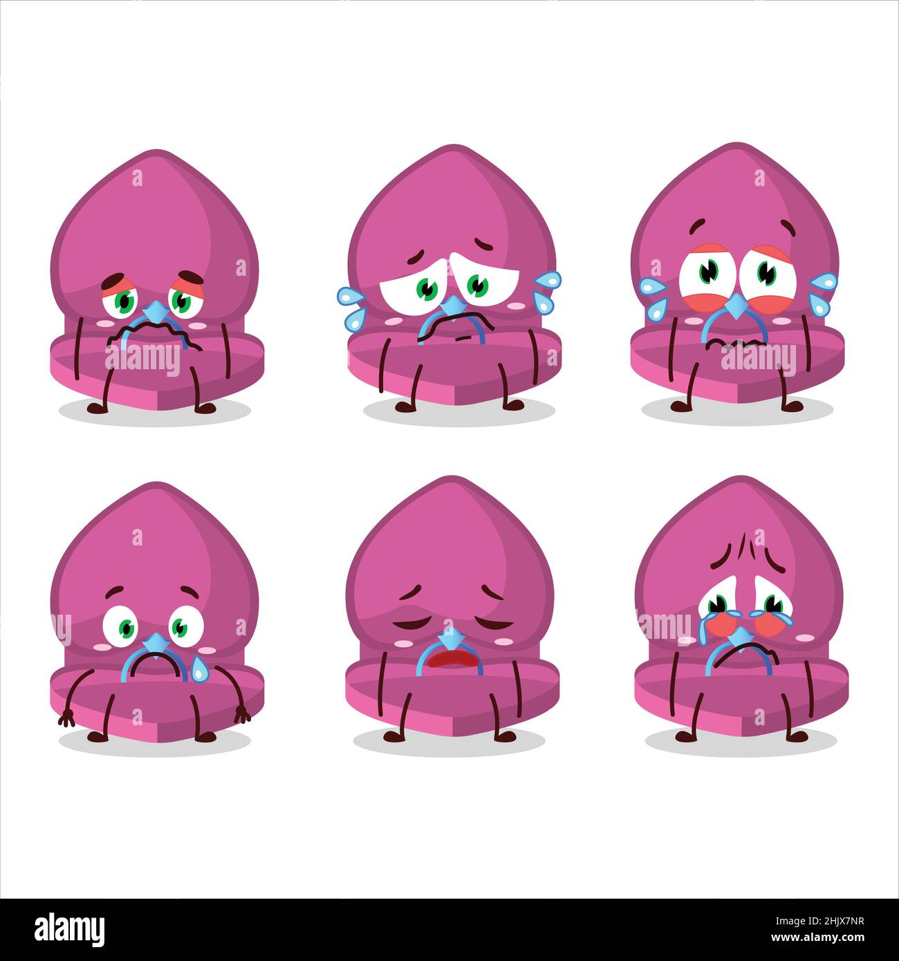 Pink love ring box cartoon character with sad expression. Vector ...
