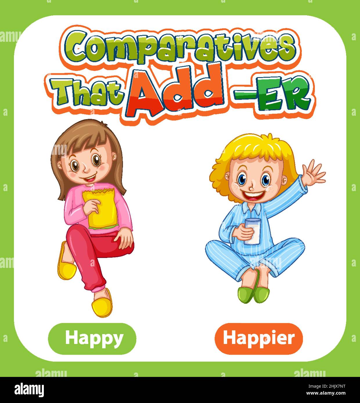 Comparative adjectives for word happy illustration Stock Vector Image ...