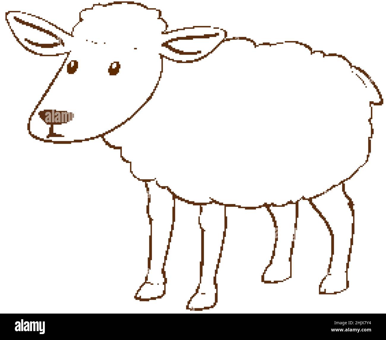 Sheep in doodle simple style on white background illustration Stock ...