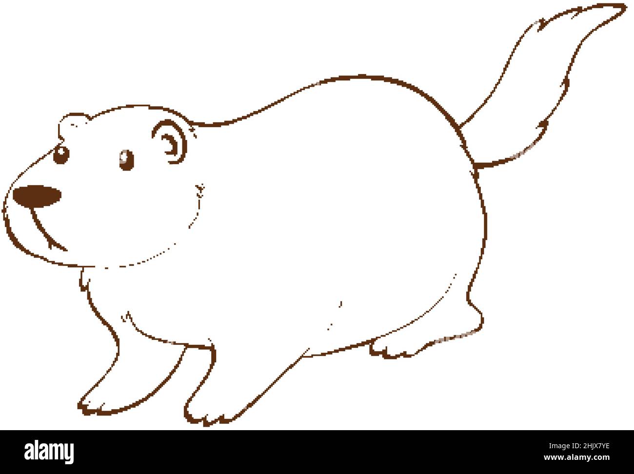 Beaver in doodle simple style on white background illustration Stock ...