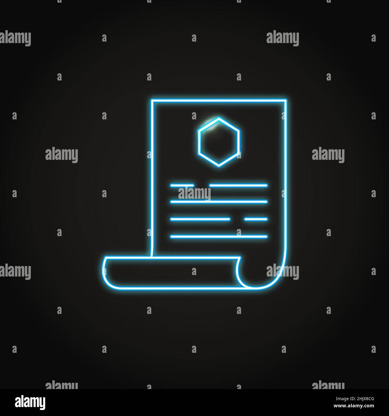 Neon proof of ownership icon in line style. Certificate document symbol ...