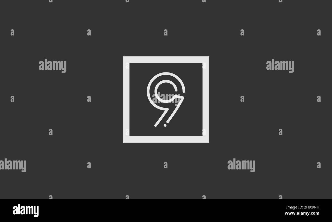Bold number 9 with square outside - Initial vector design - Premium ...