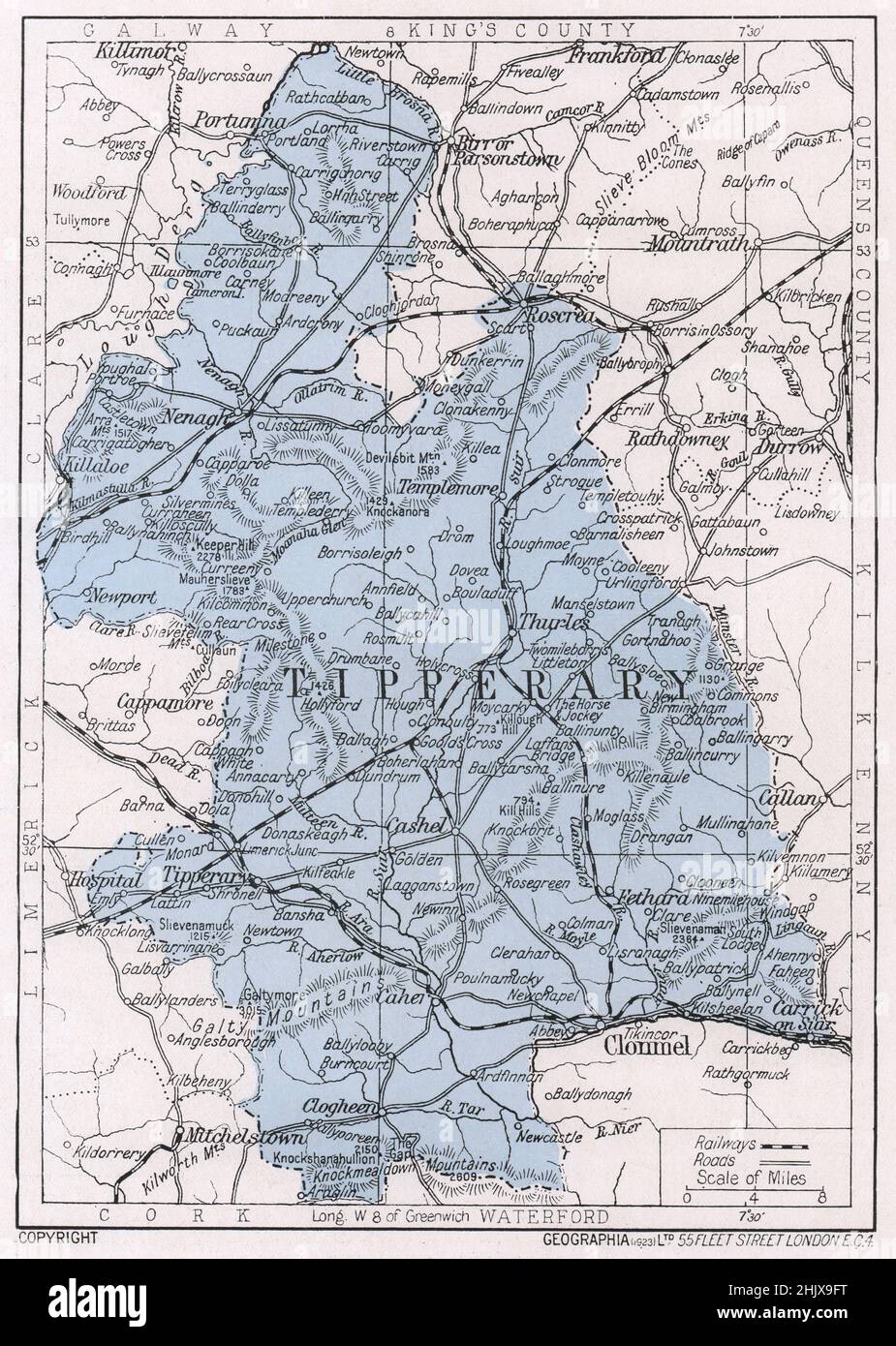 Map of Co. Tipperary. County Tipperary (1923 Stock Photo - Alamy