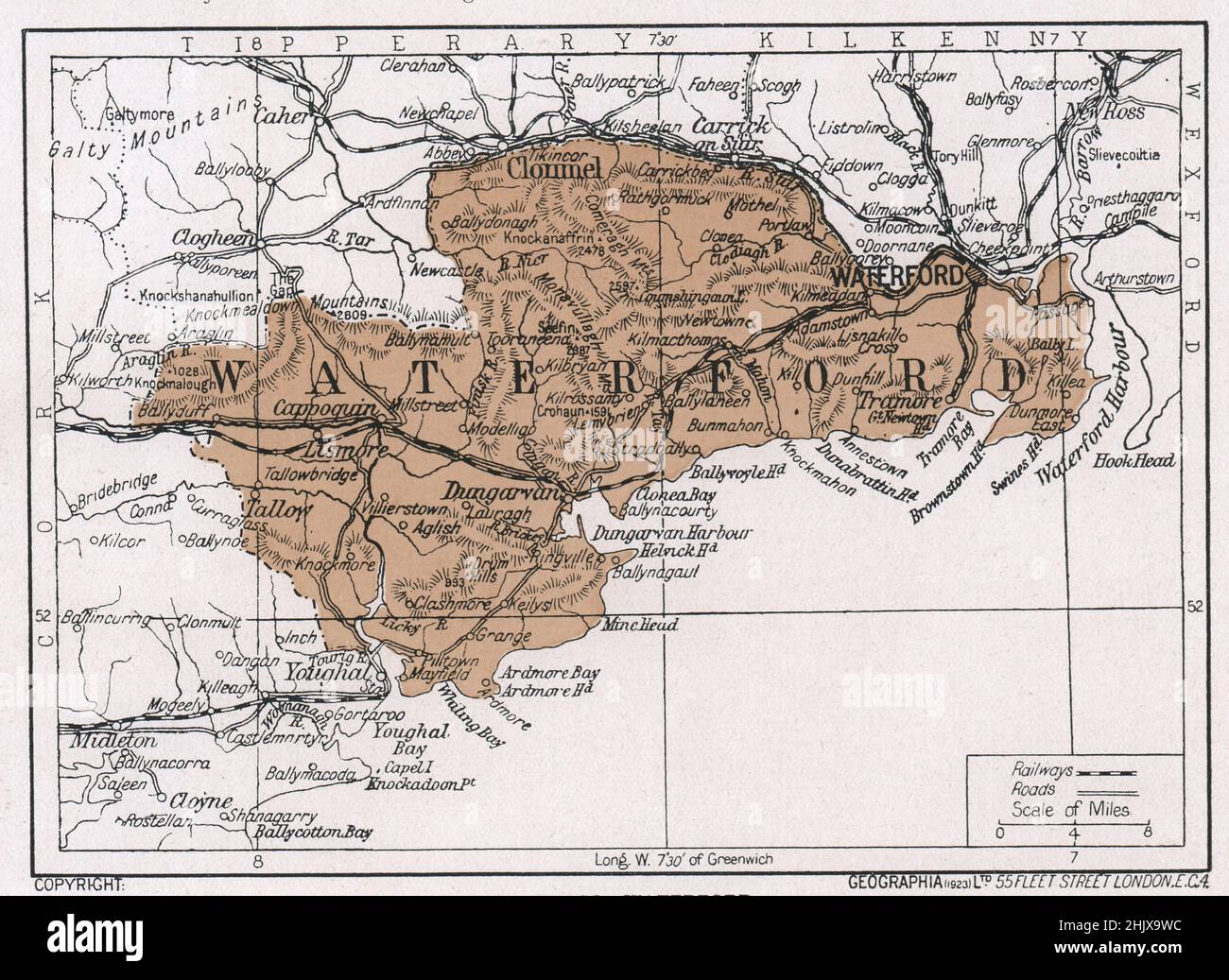 Map of Co. Waterford. County Waterford (1923 Stock Photo - Alamy