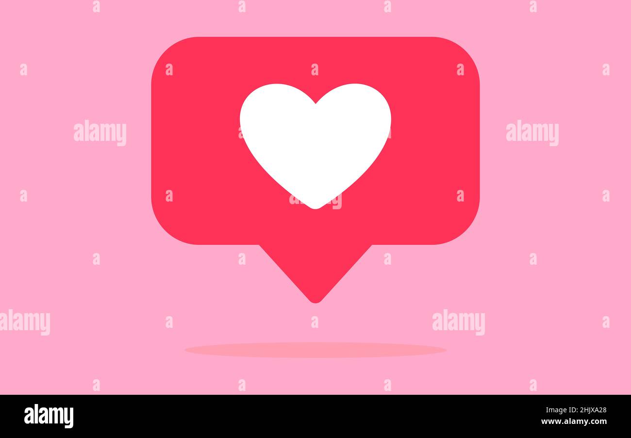 Red like button flat illustration on a pink background Stock Vector ...