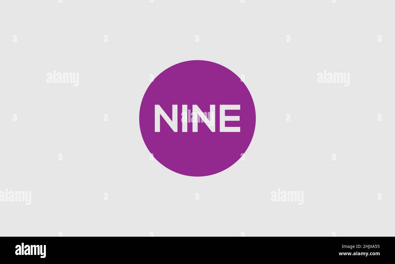 Bold number NINE in letters with circle outside - Initial vector design ...