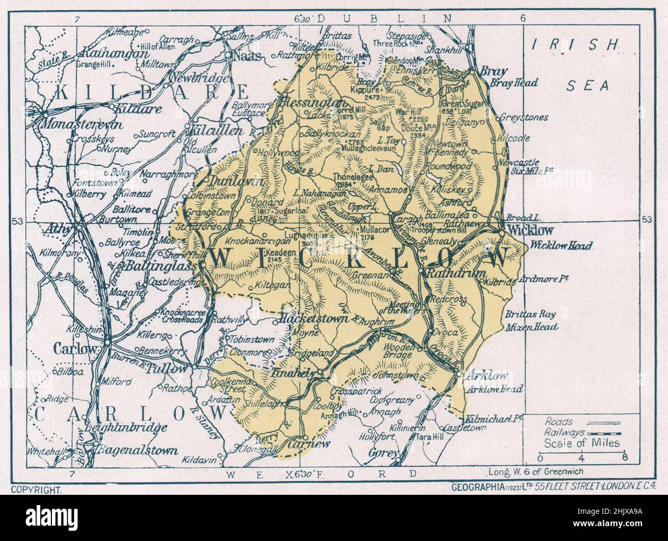 Map of Co. Wicklow. County Wicklow (1923 Stock Photo - Alamy