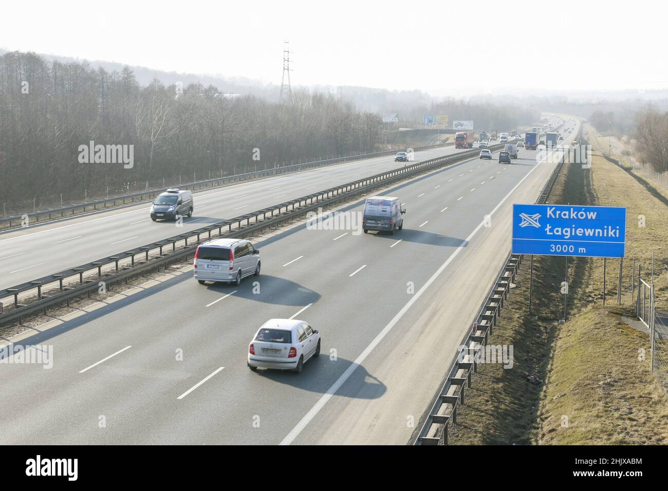 The autostrada A4 (highway) in Poland near the Krakow city, Poland ...