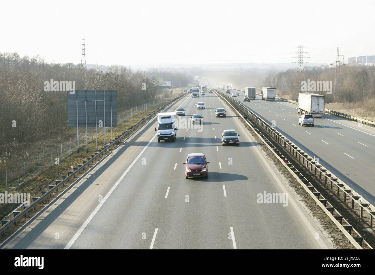The autostrada A4 (highway) in Poland near the Krakow city, Poland ...