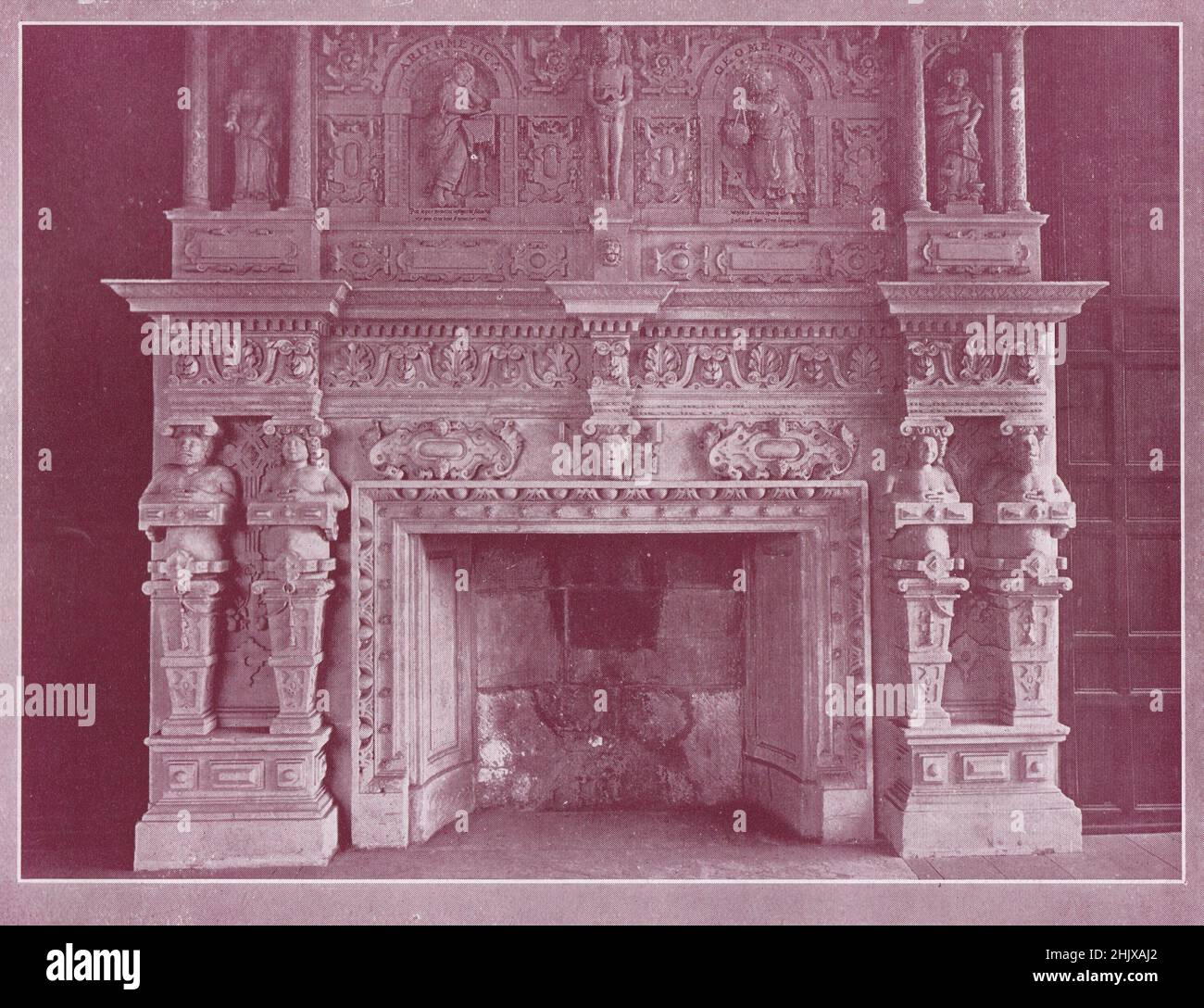 Fireplace, Wraxhall Manor . Wiltshire (1923 Stock Photo - Alamy