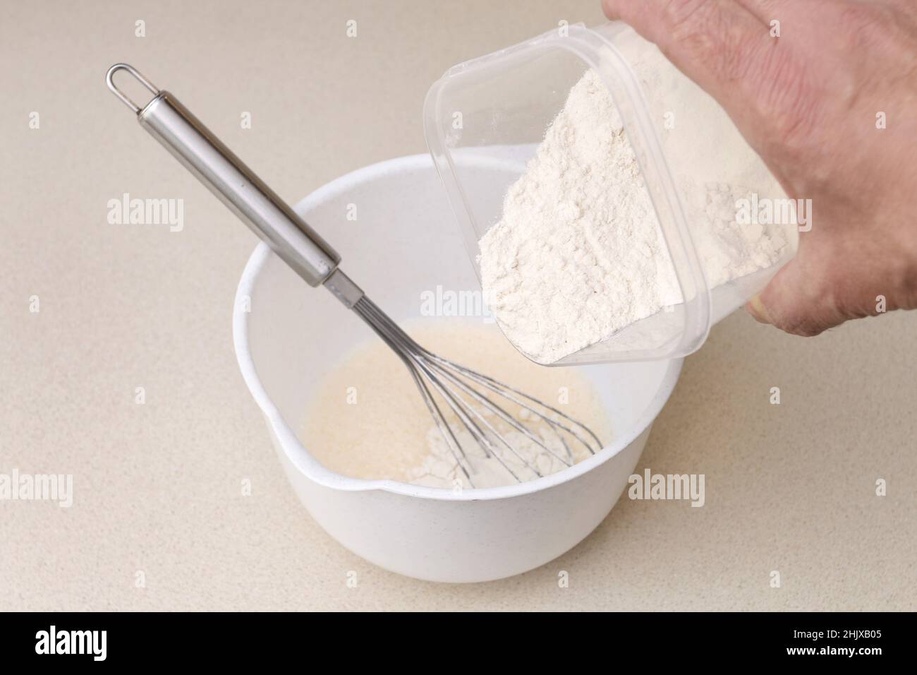 Chef at work: How to make a traditional pancakes. Step by step ...