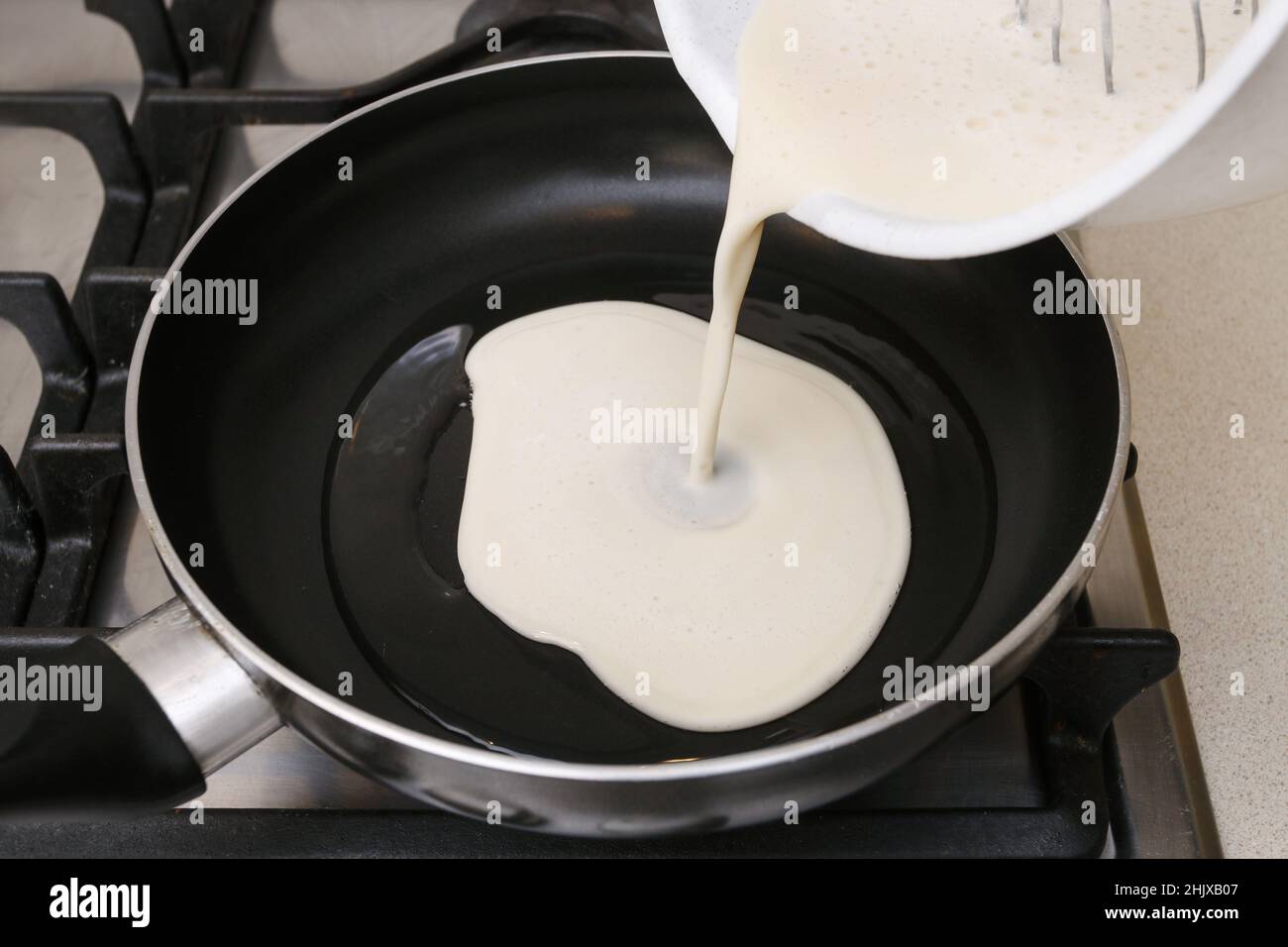 Chef at work: How to make a traditional pancakes. Step by step ...