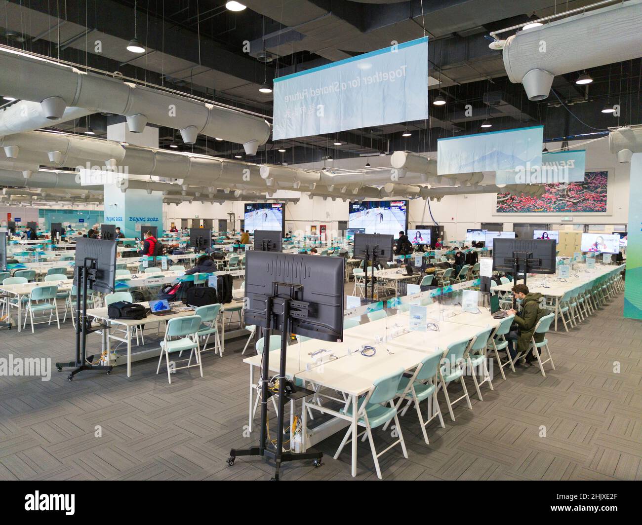 Media Center during the Beijing 2022 Olympic Winter Games at Main Press ...
