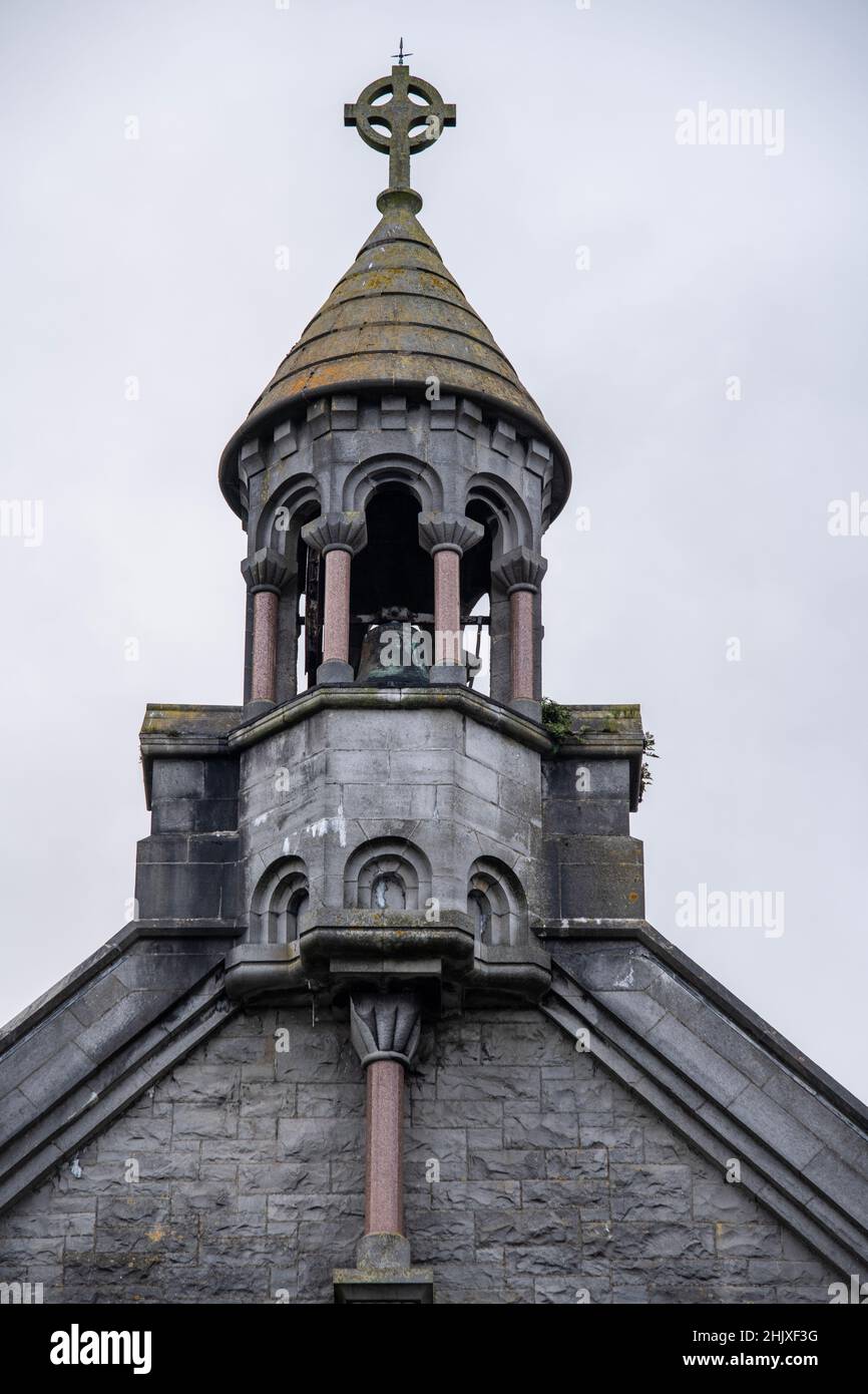 Bell towers on top of church Celtic architecture Stock Photo - Alamy