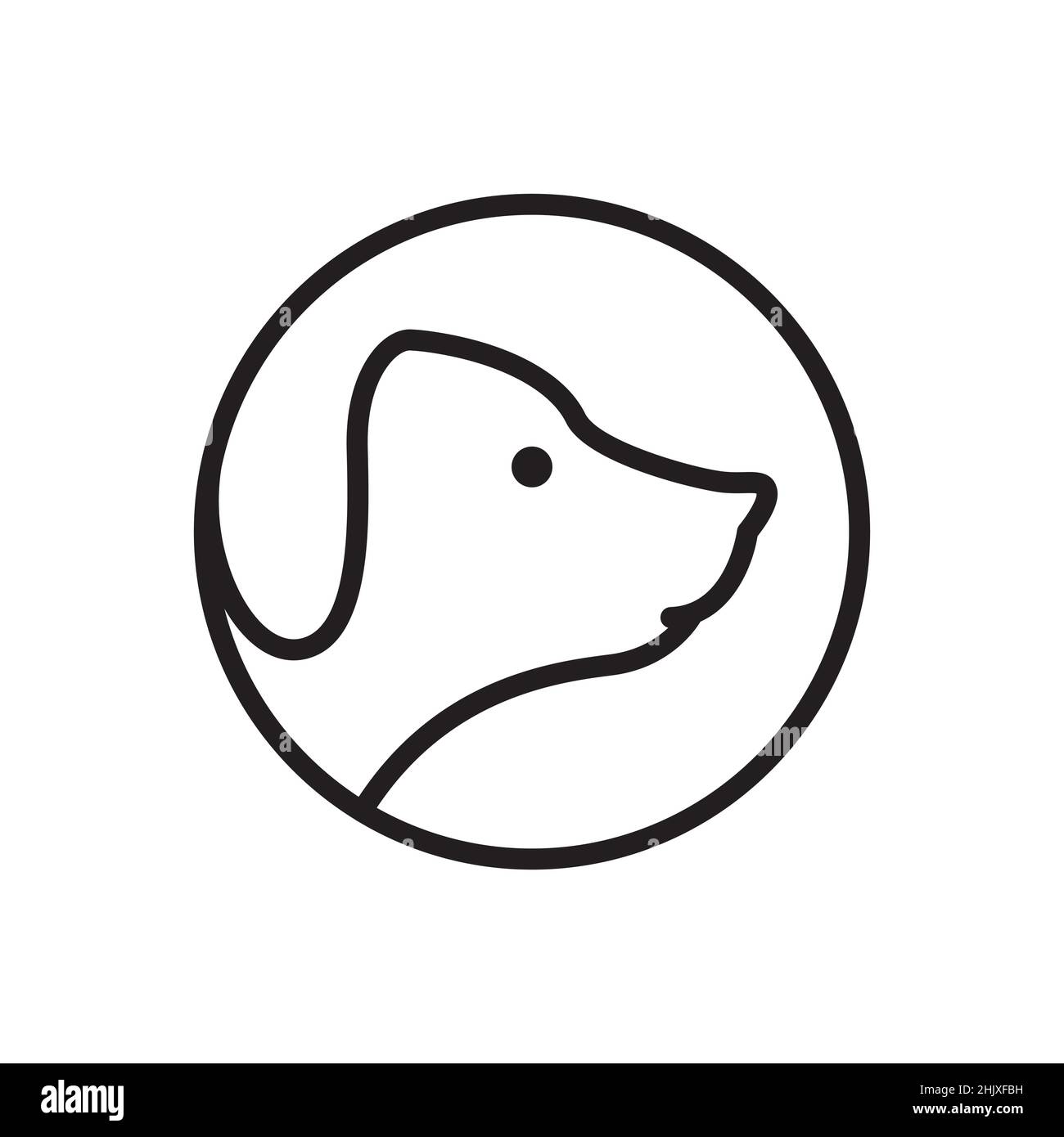 line face side view dog logo design, vector graphic symbol icon ...
