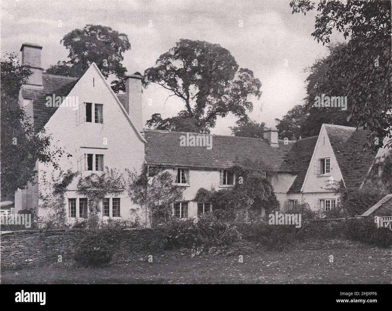From below the entrance terrace. Gloucestershire. Upper Dorvel House ...