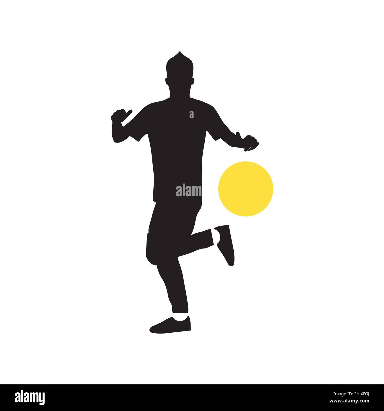 silhouette young man training football with sunset logo design, vector ...