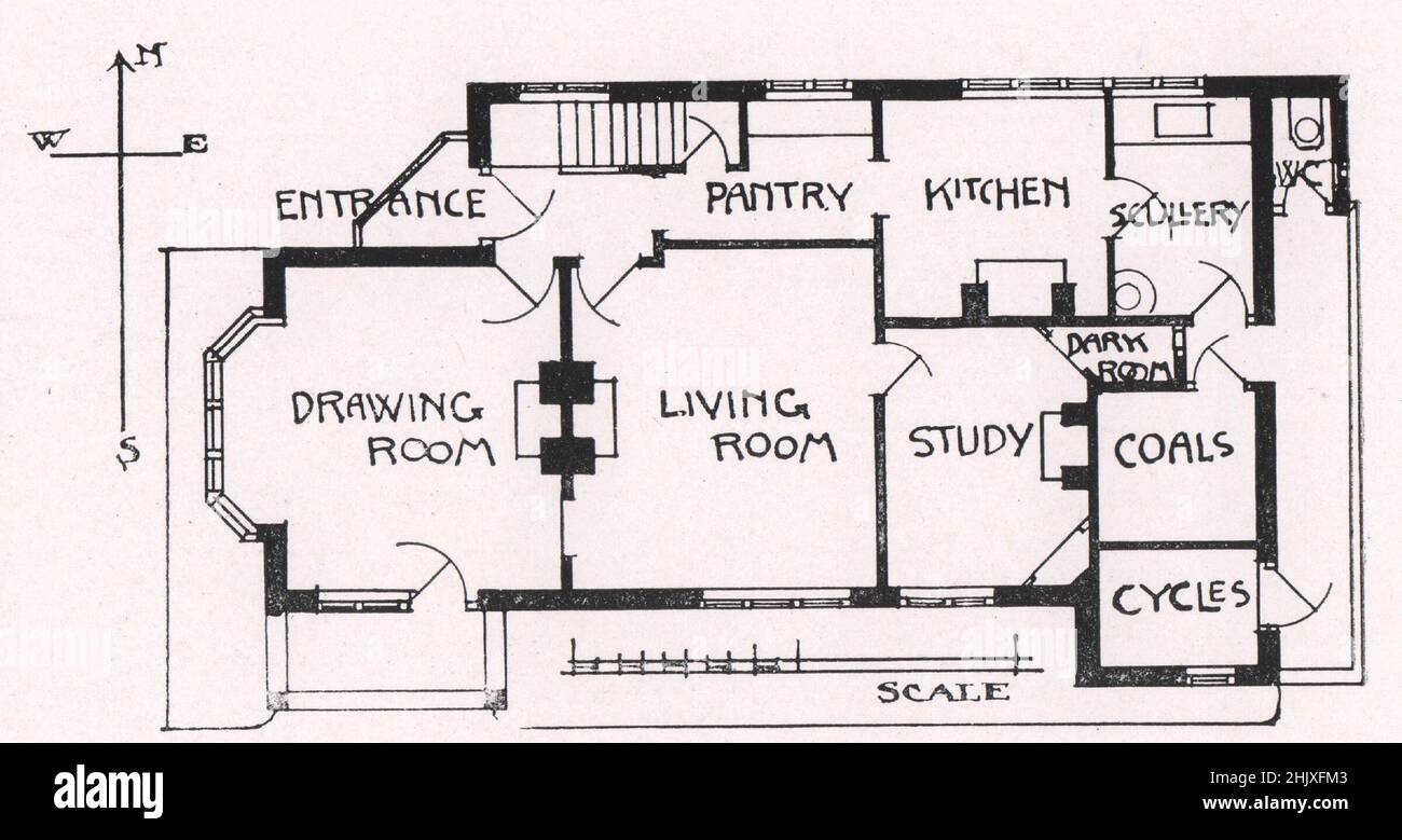 From Drawing-room to garden: Ground plan. Surrey. Elm Tree Cottage ...