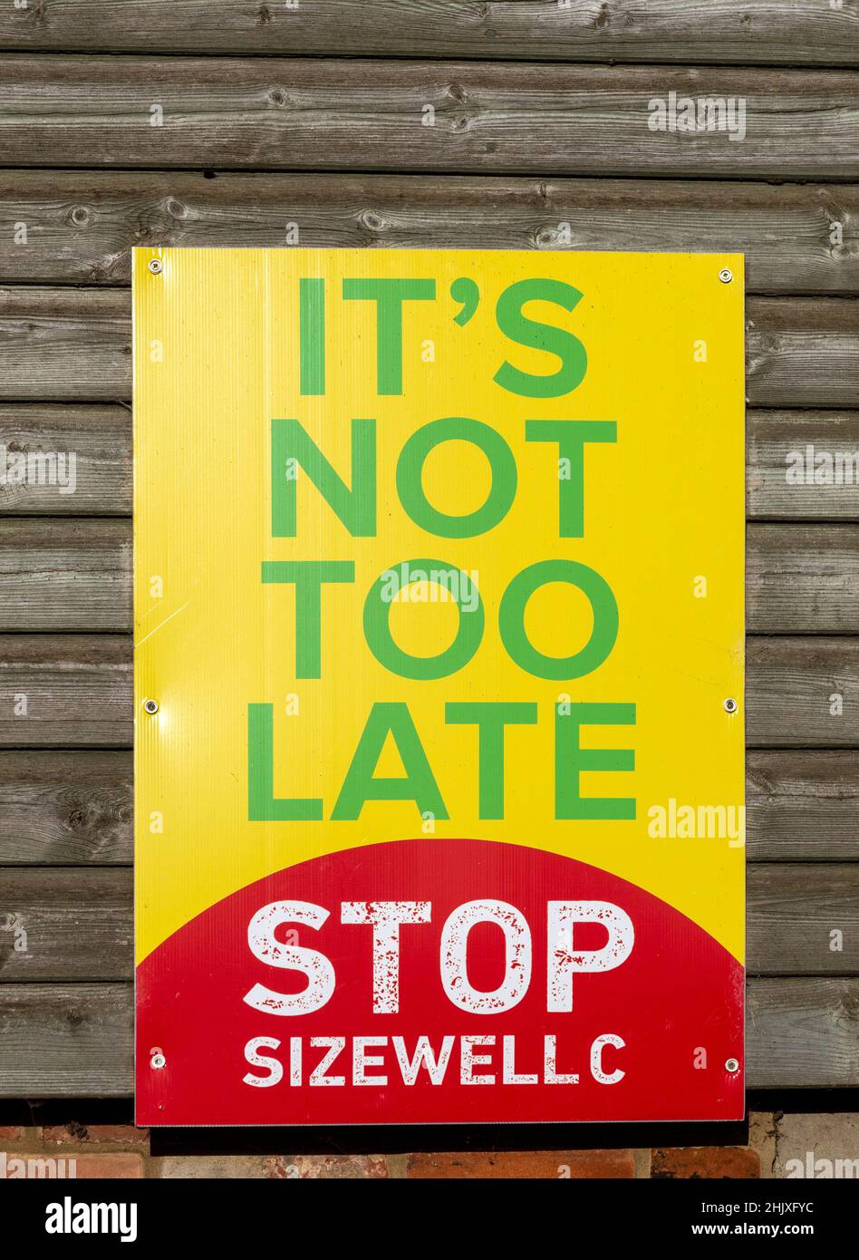 Campaign poster about stopping Sizewell C, Eastbridge, Suffolk, England ...