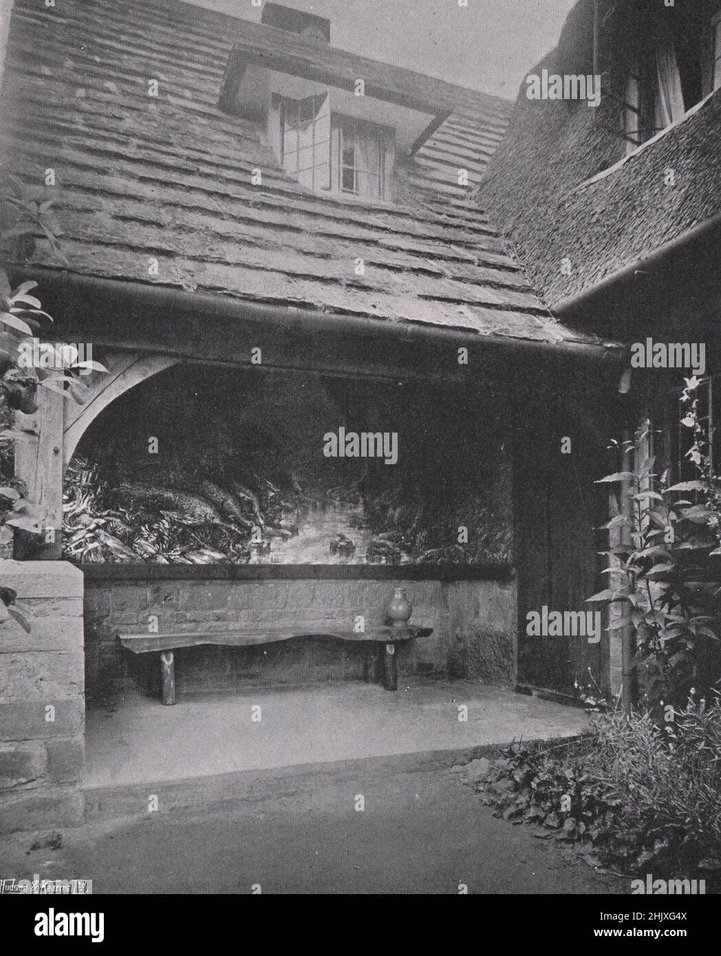 The Verandah with Sgraffito Decoration. Long Copse, Ewhurst, Surrey ...