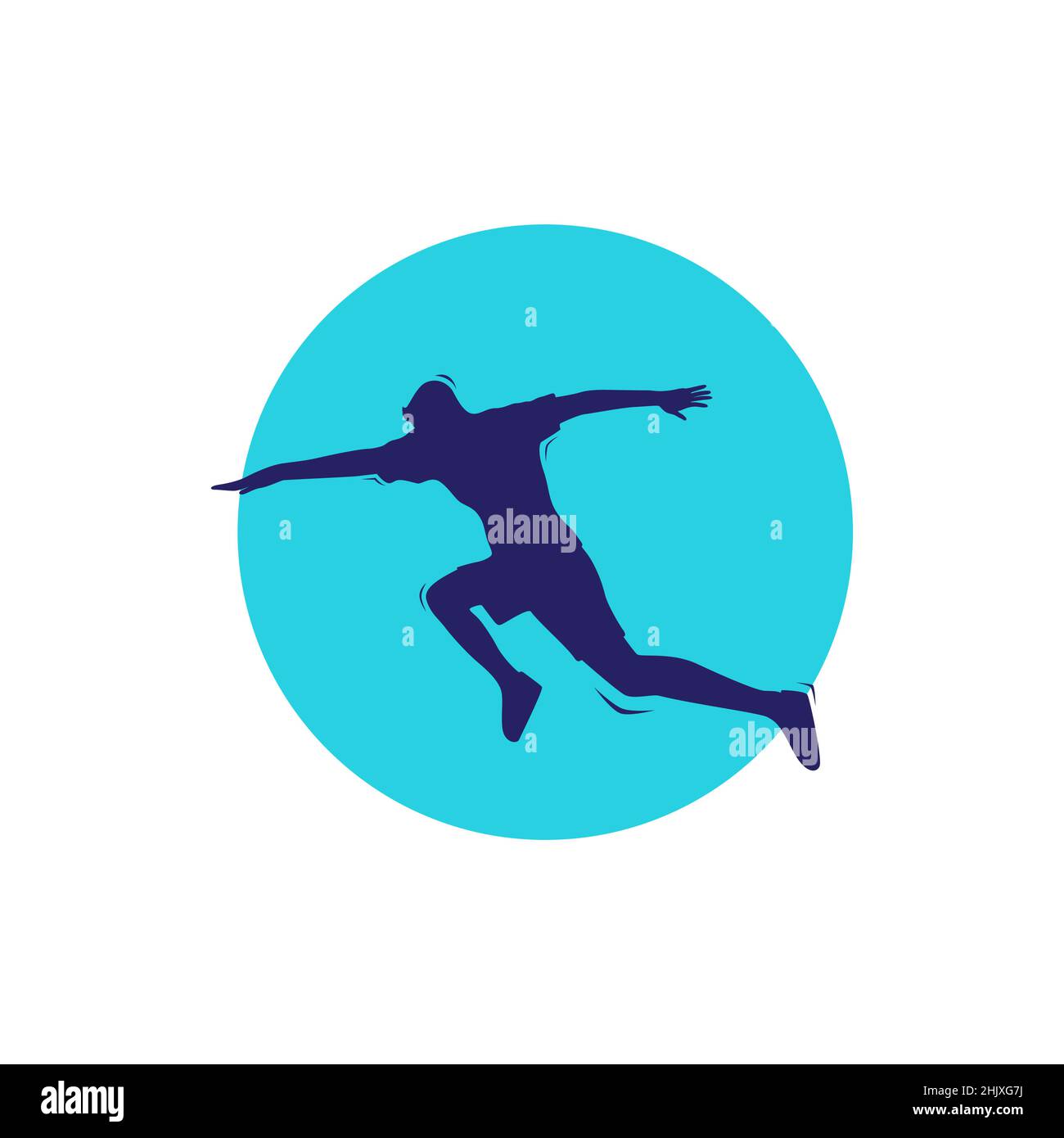 silhouette young man jump training abstract logo design, vector graphic ...