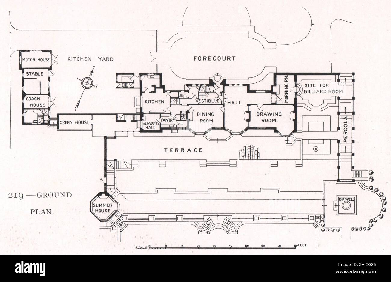 The pergola from the west: Ground plan. Acremead, Crockham Hill, Kent ...