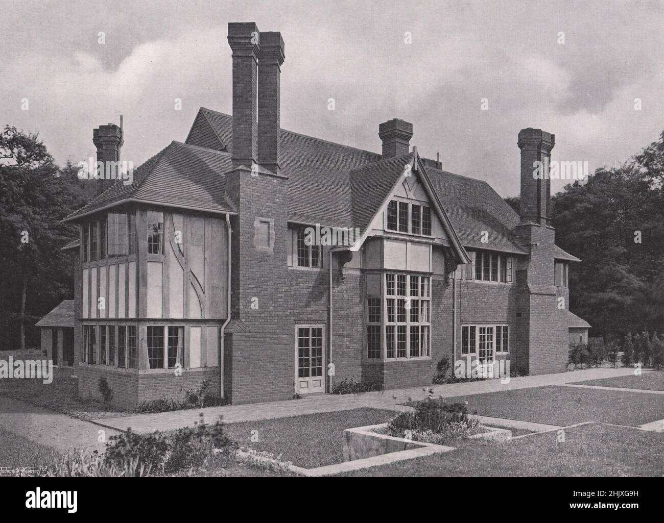 The Garden front. Oxfordshire. Harpsden wood house, Henley. - Designed ...