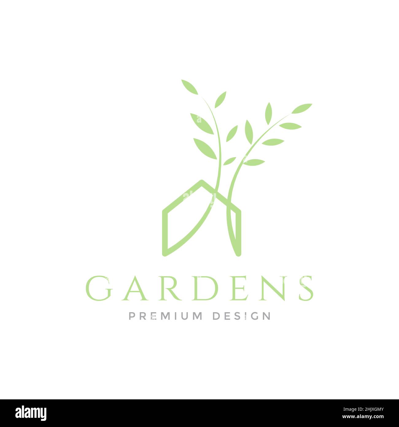 shape home with plant garden decorative logo design, vector graphic ...