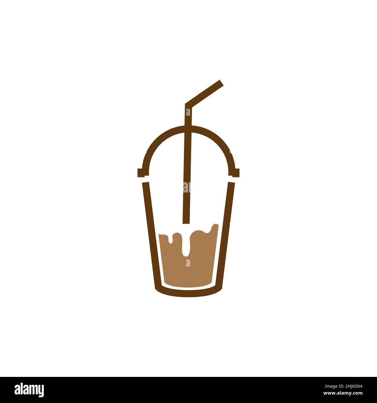 plastic glass with fresh chocolate drink logo design, vector graphic ...
