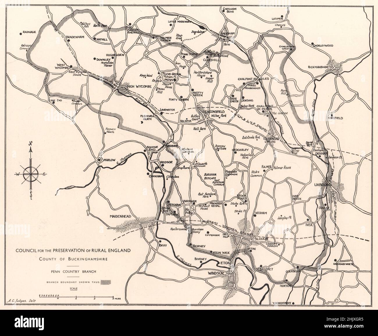 Map of the Penn Country. Buckinghamshire (1932 Stock Photo - Alamy