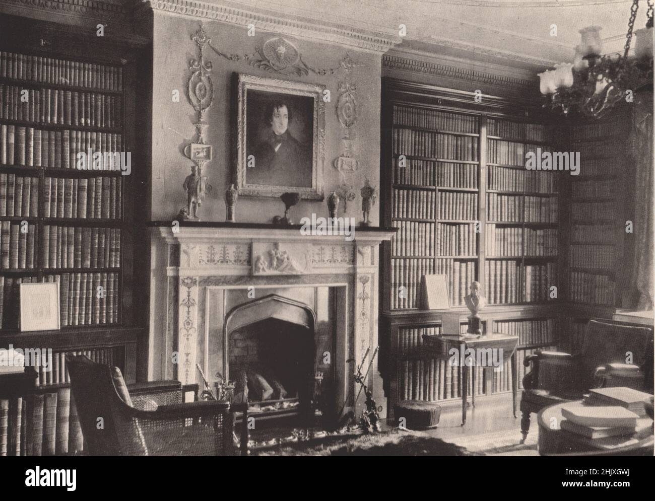 The Library at Hughenden Manor. Buckinghamshire (1932 Stock Photo - Alamy