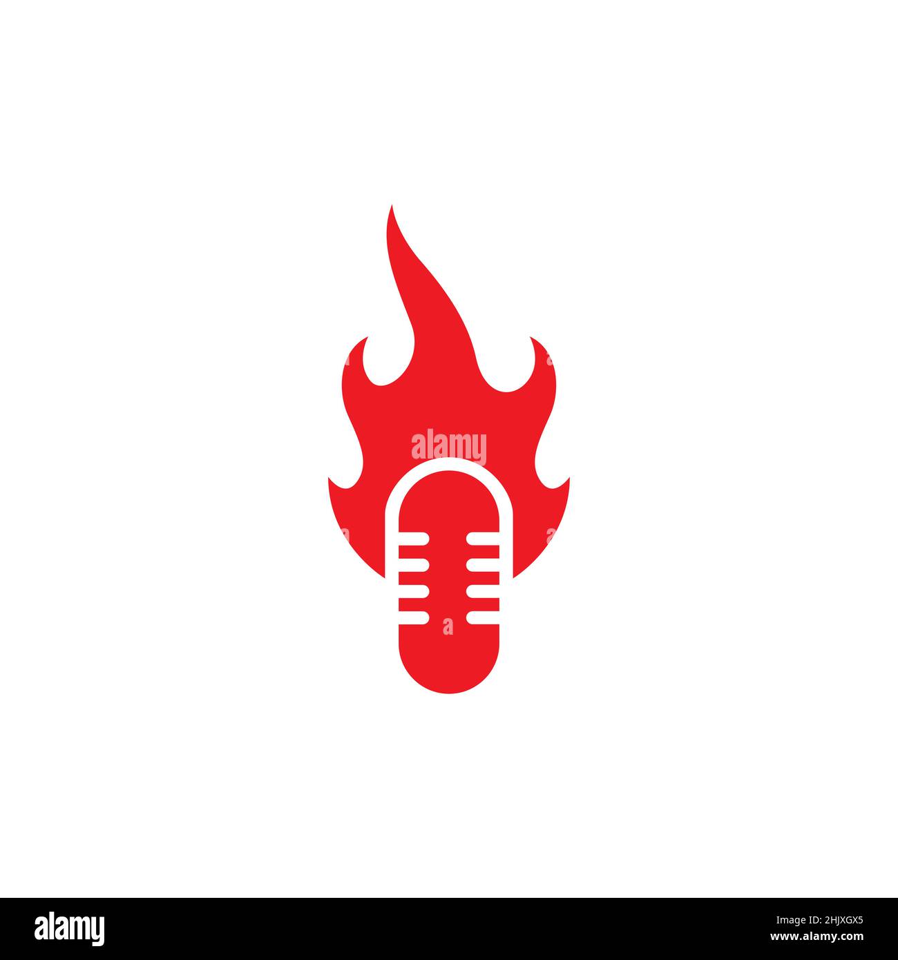 record microphone with fire flame logo design, vector graphic symbol ...