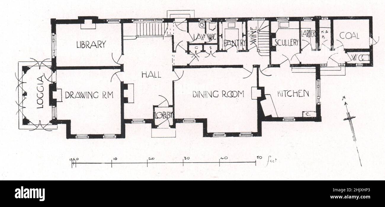 Houses at Bickley, Kent - Plan. London. C. H. B. Quennell., Architect ...