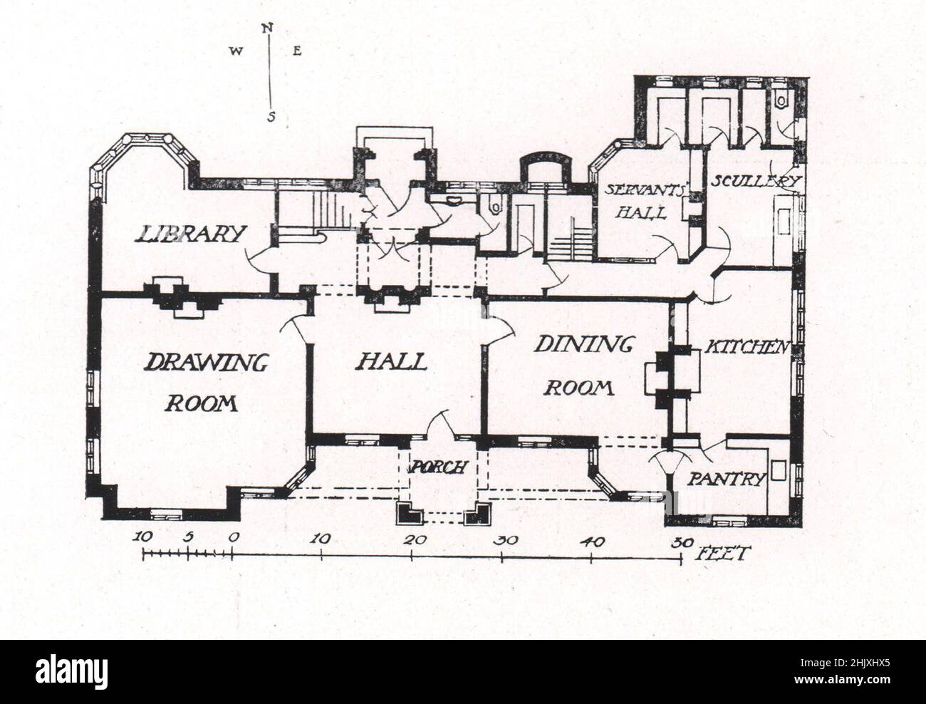 House at Farnham, Surrey : Drawing Room Plan. Harold Falkner, Architect ...