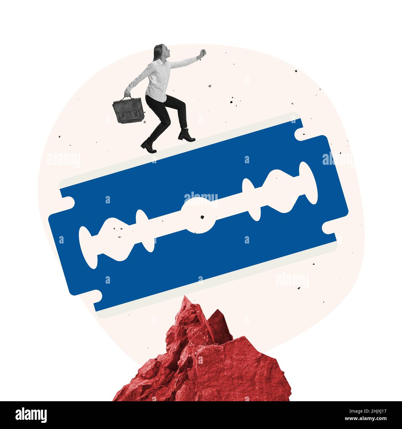 Creative design.Contemporary art collage. Motivated woman, employee ...