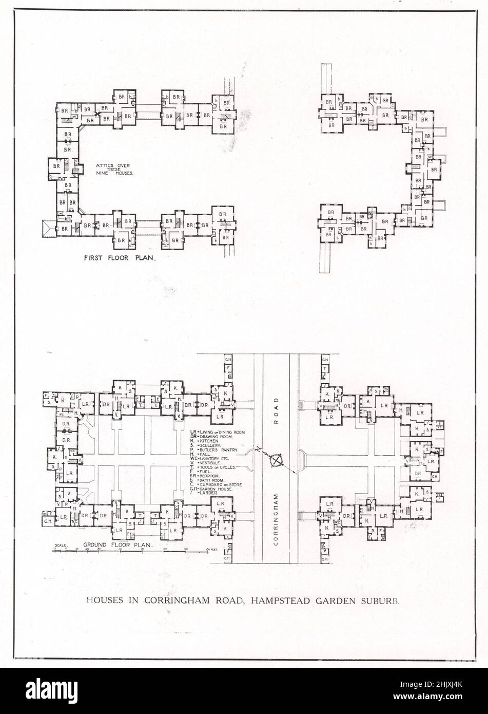 Houses in Corringham road, Hampstead Garden Suburb. London. Barry ...