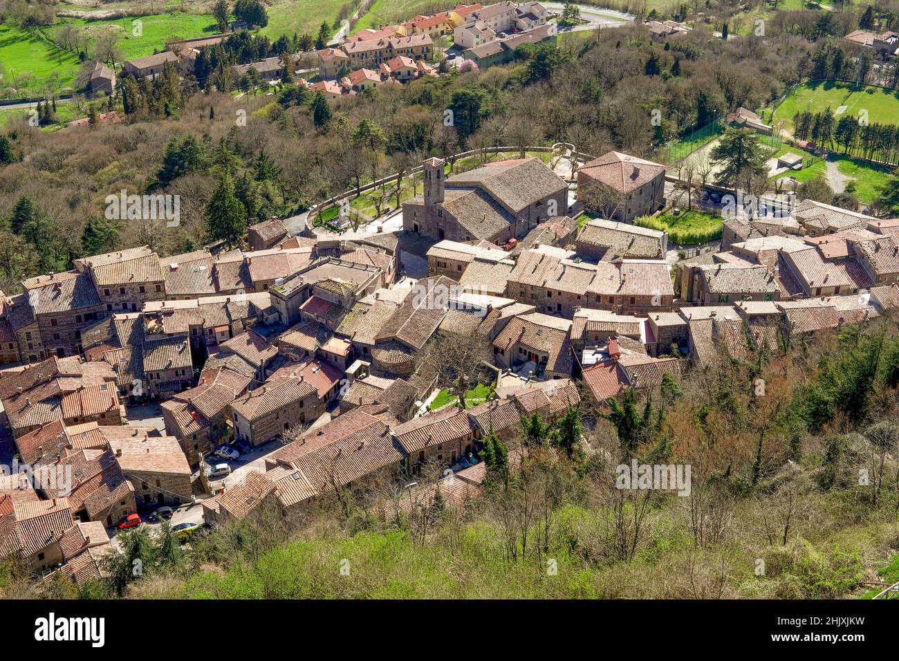 View from radicofani to the fortress radicofani hi-res stock ...