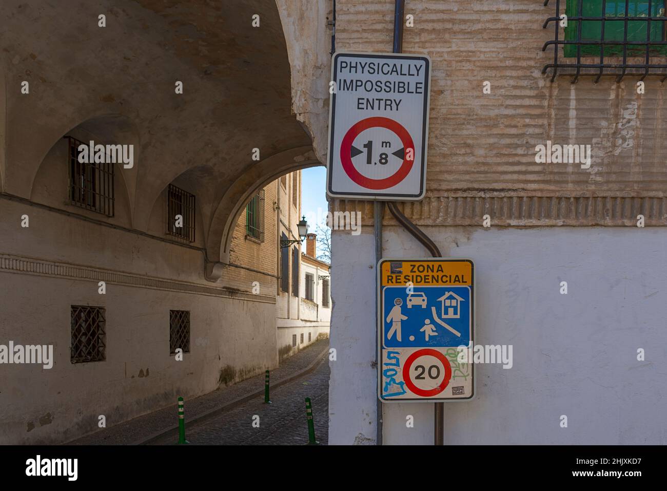 GRANADA ANDALUCIA SPAIN ALHAMBRA PALACE ENTRY WARNING SIGN ON THE CTA ...