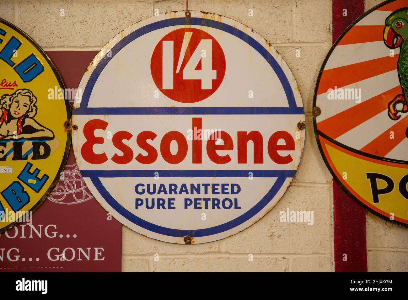 Vintage metal Essolene petrol advertising sign on display at auction ...