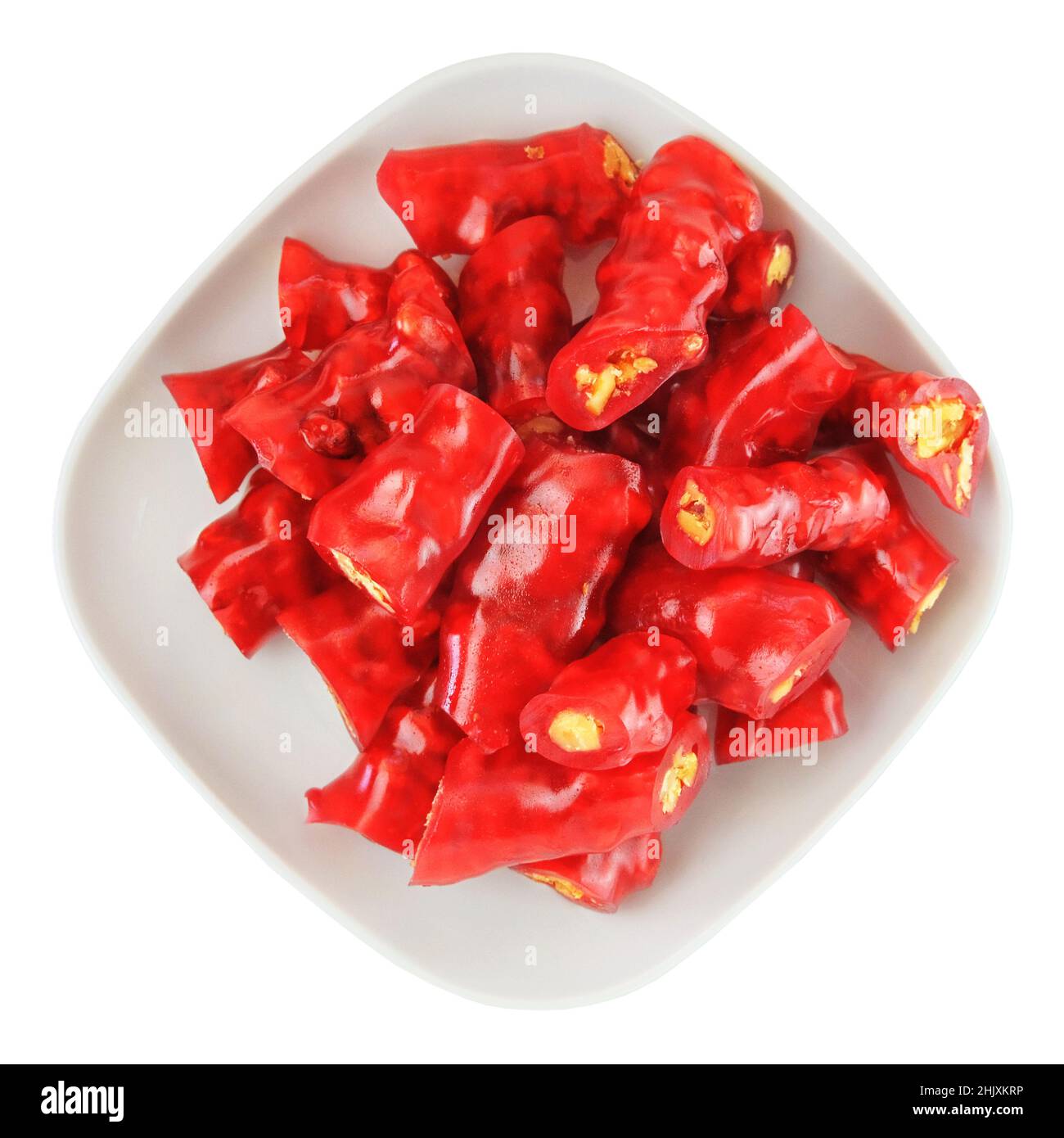 Traditional Georgian sweetness food. Churchkhela with walnuts in a ...