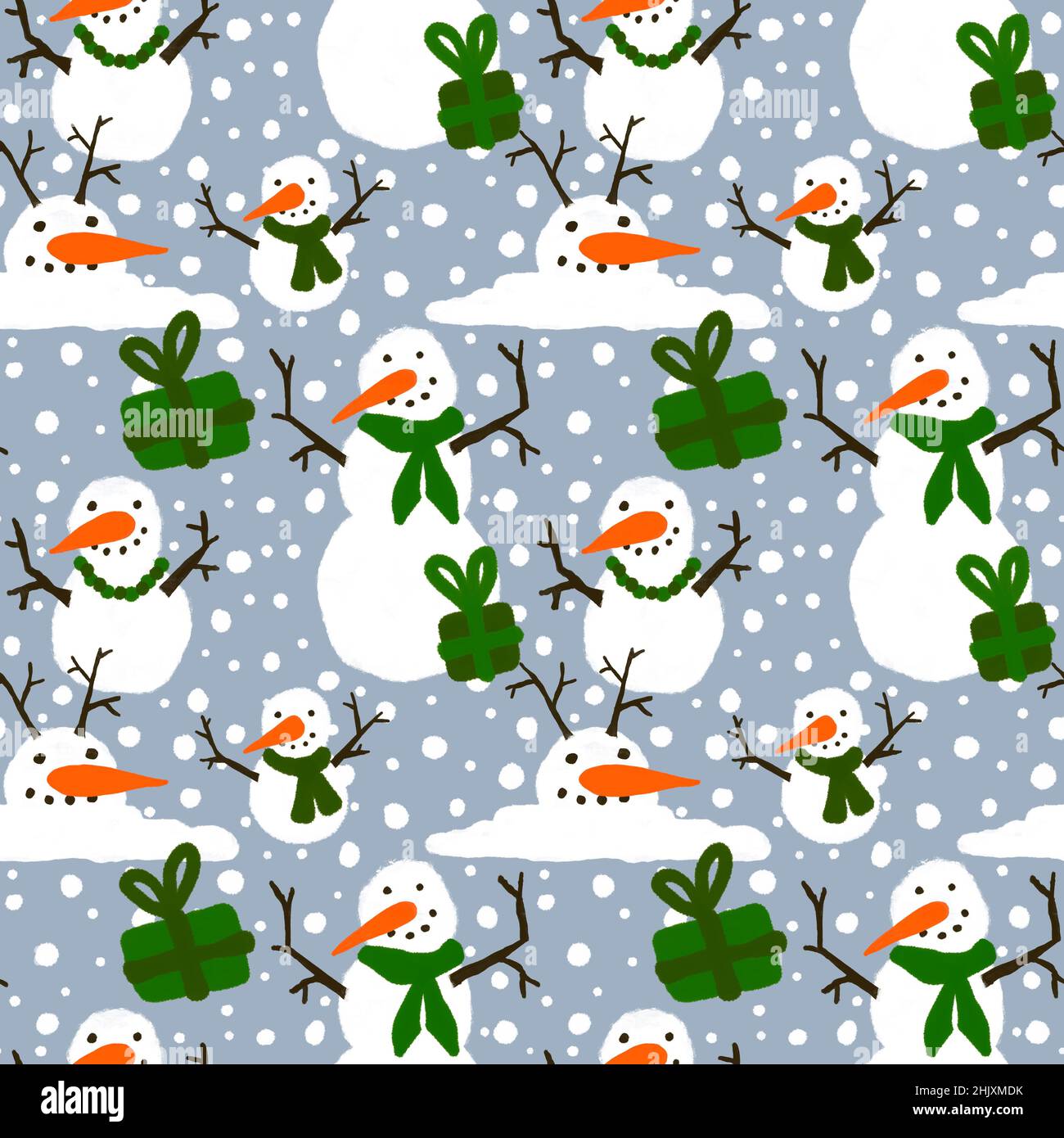 Winter seamless snowman pattern for fabrics and textiles and packaging ...