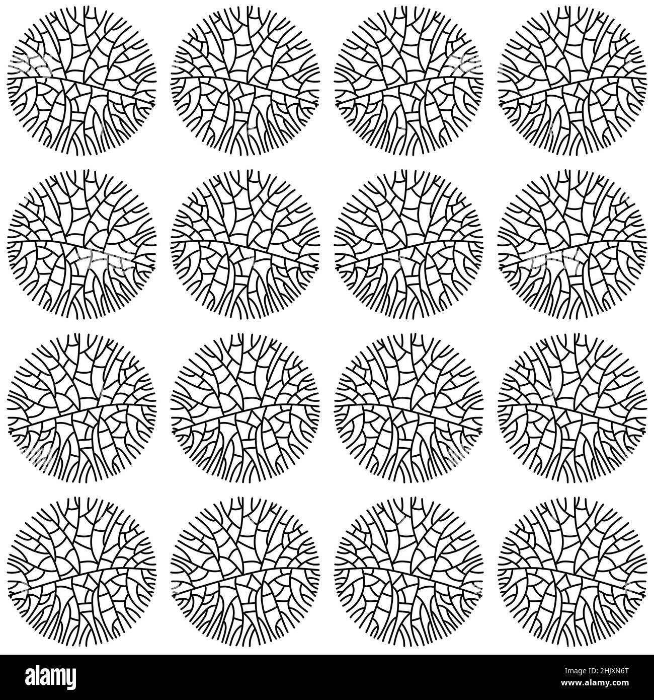 Abstract circle line art branches pattern for fabrics and textiles and ...
