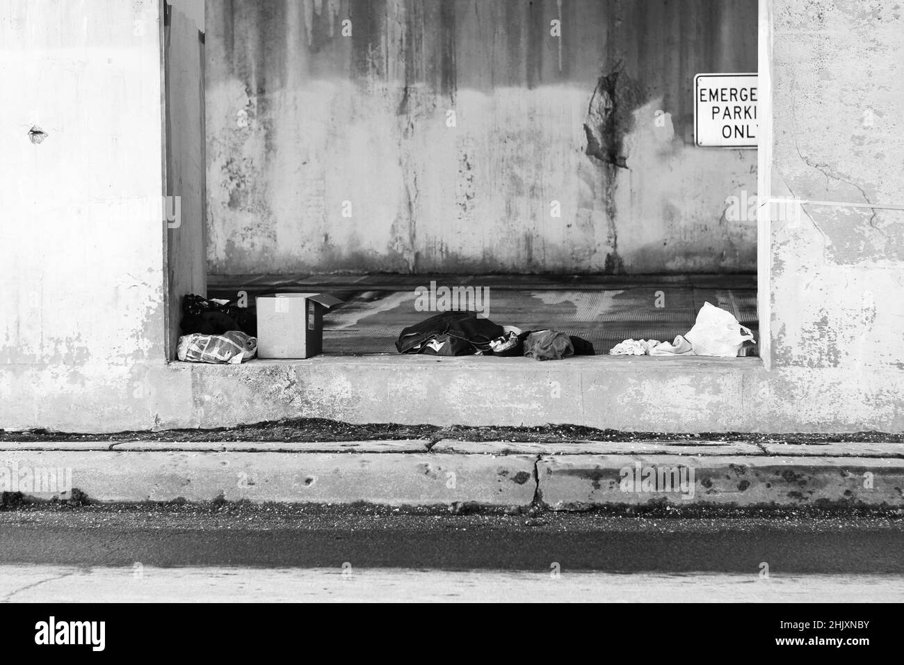 The personal belongings of the homeless in the inner city Stock Photo ...