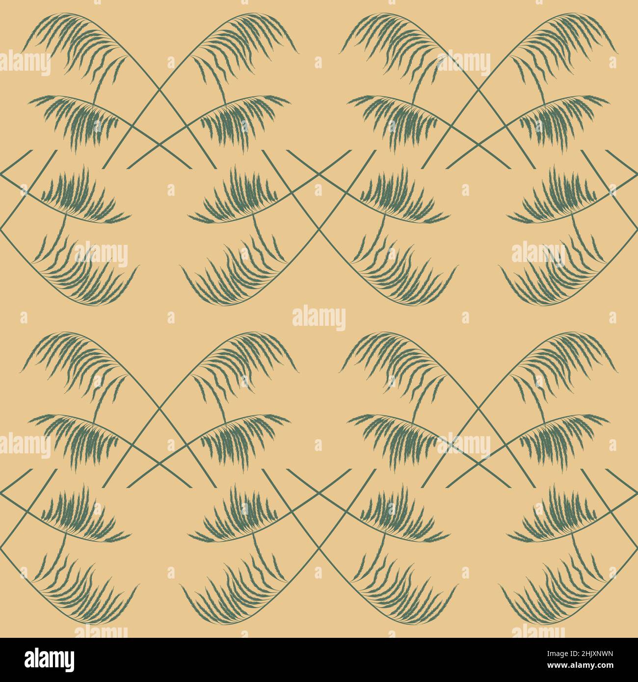 Vintage seamless pattern with botanical line drawings. Earthy neutral ...